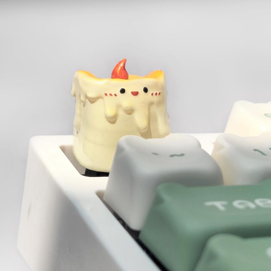 Hand-painted Candle Keycap: Kawaii Keyboard Decoration - Etsy