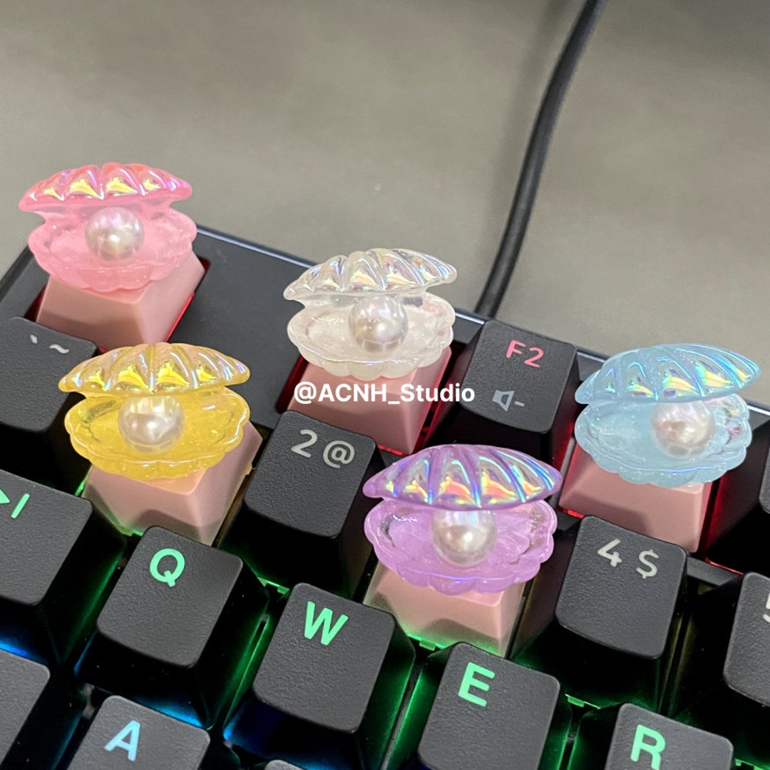 Cute Pearl Shell Keycaps, Pink Keycaps, Purple Keycap, Kawaii Keycap ...