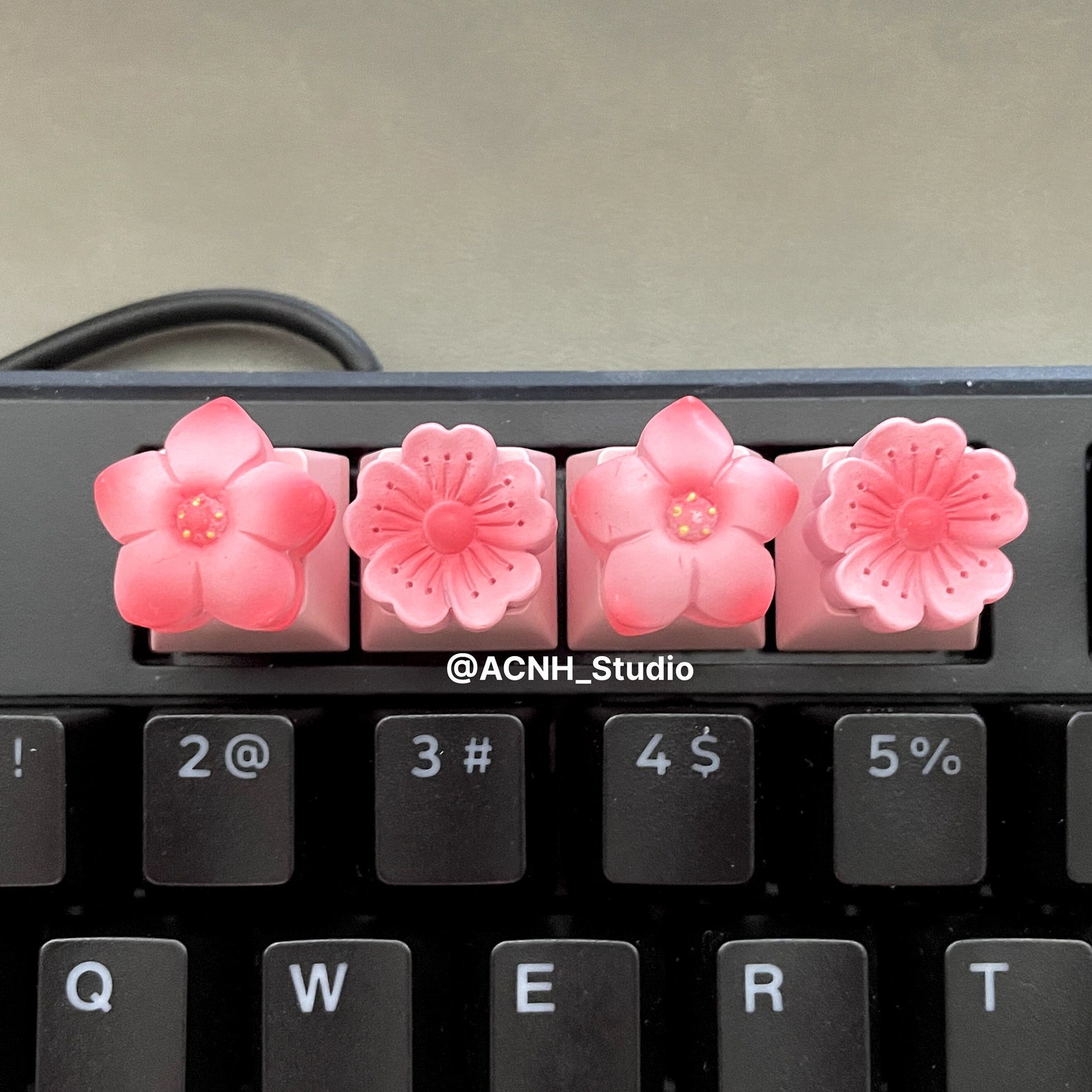 Sakura Flower Keycaps, Kawaii Keycaps, Artisan Keycap, Dessert Keycap ...