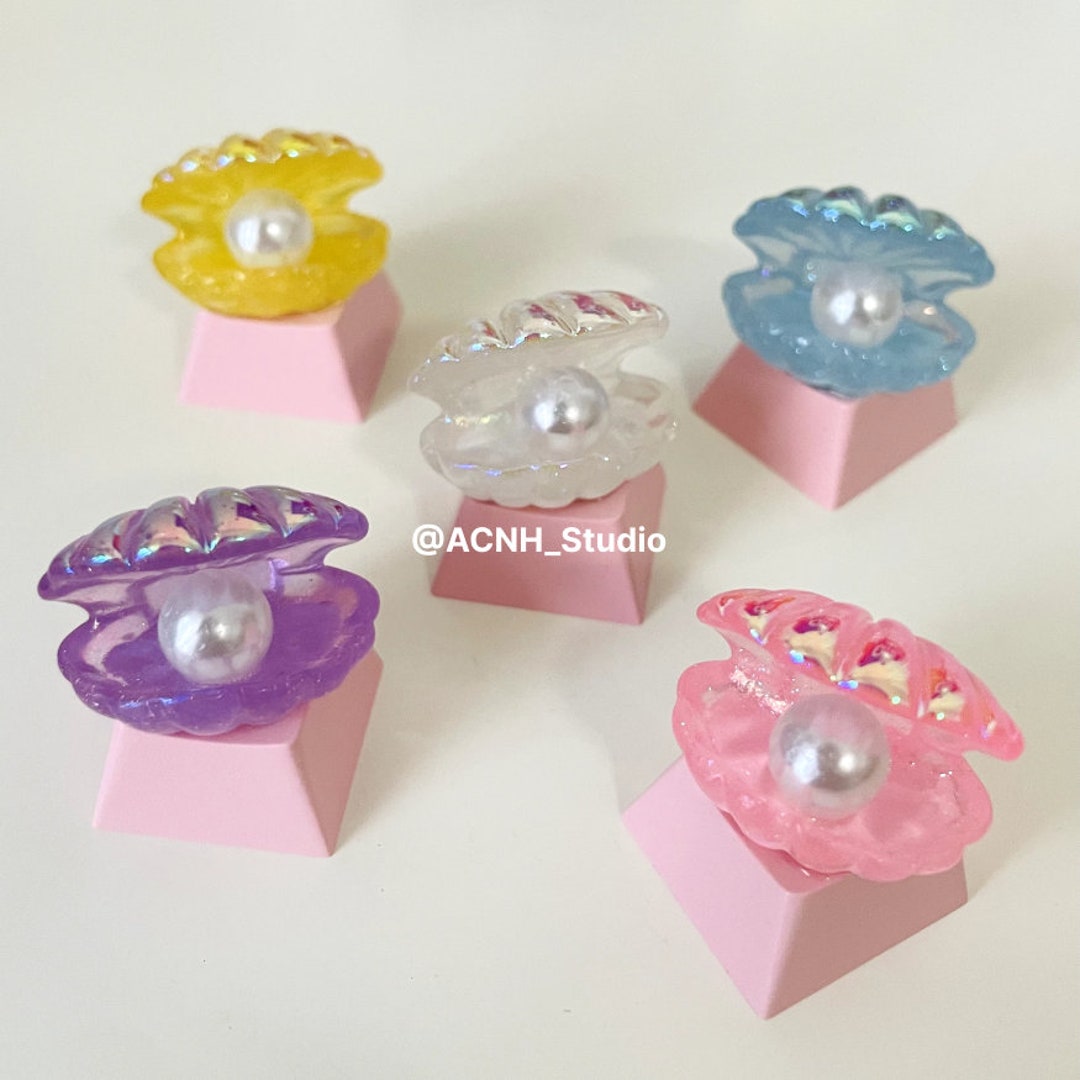 Cute Pearl Shell Keycaps, Pink Keycaps, Purple Keycap, Kawaii Keycap ...