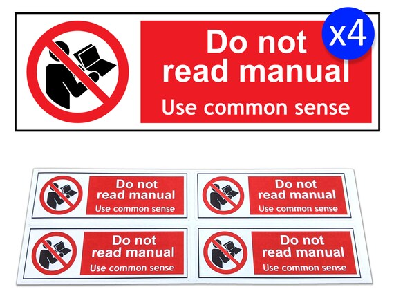 WARNING Stickers Do Not Read Manual | Etsy UK