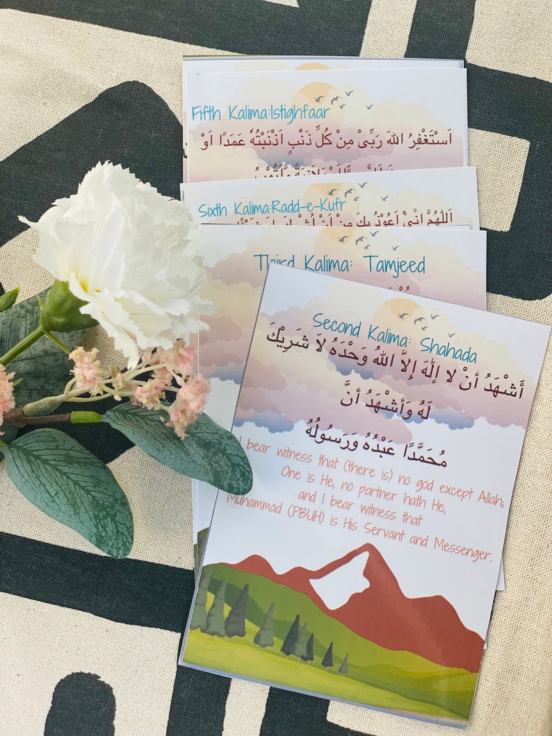Six Kalima Flashcards | Islam for Kids | Muslim Kids Activity| Basic ...