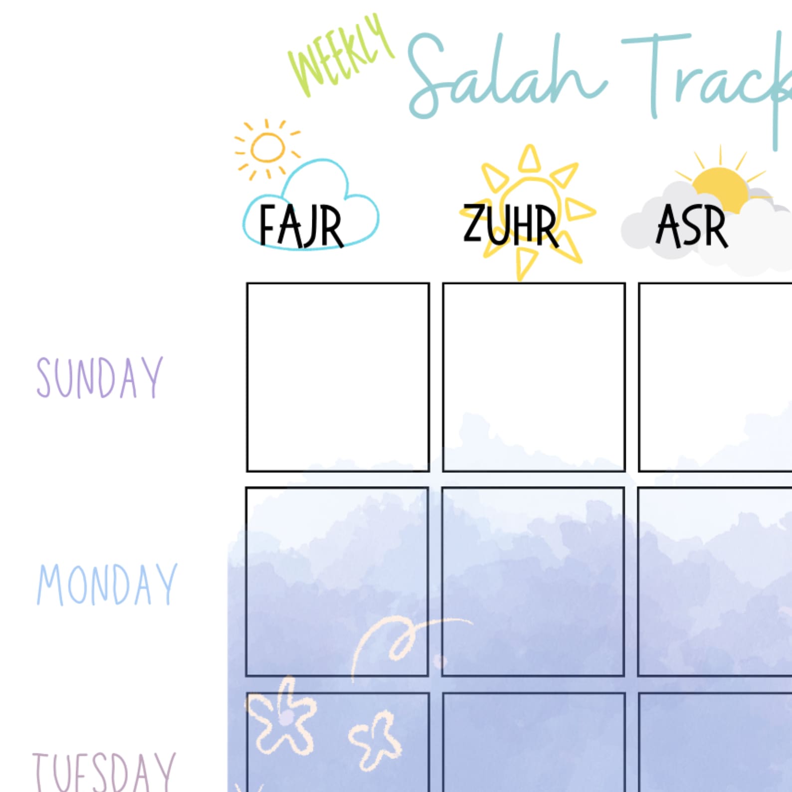 Muslim Kid's and Adult's Prayer Chart |salah Tracker Printable |two ...