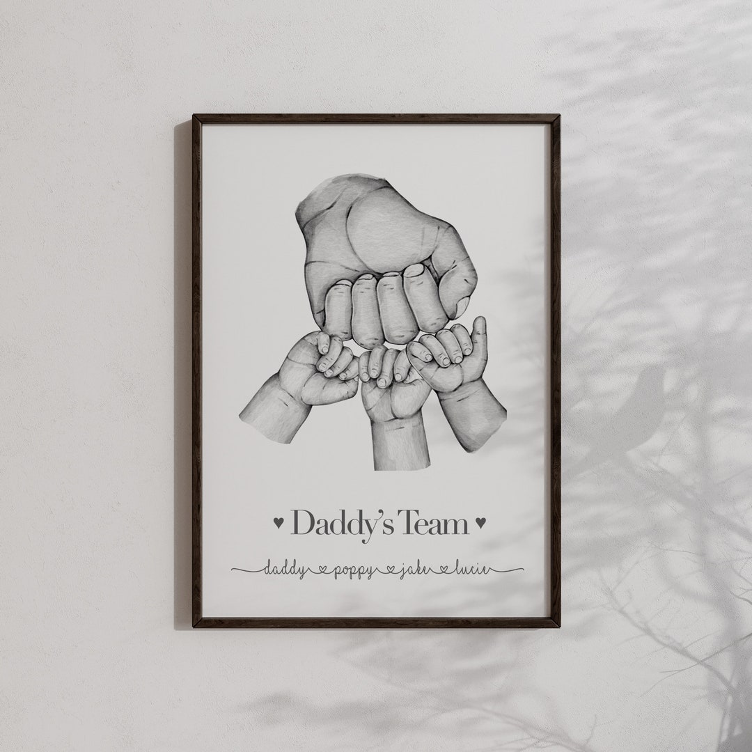 Daddy’s Team Print, Gift for Dad, Family Hands Print, Daddy Children ...