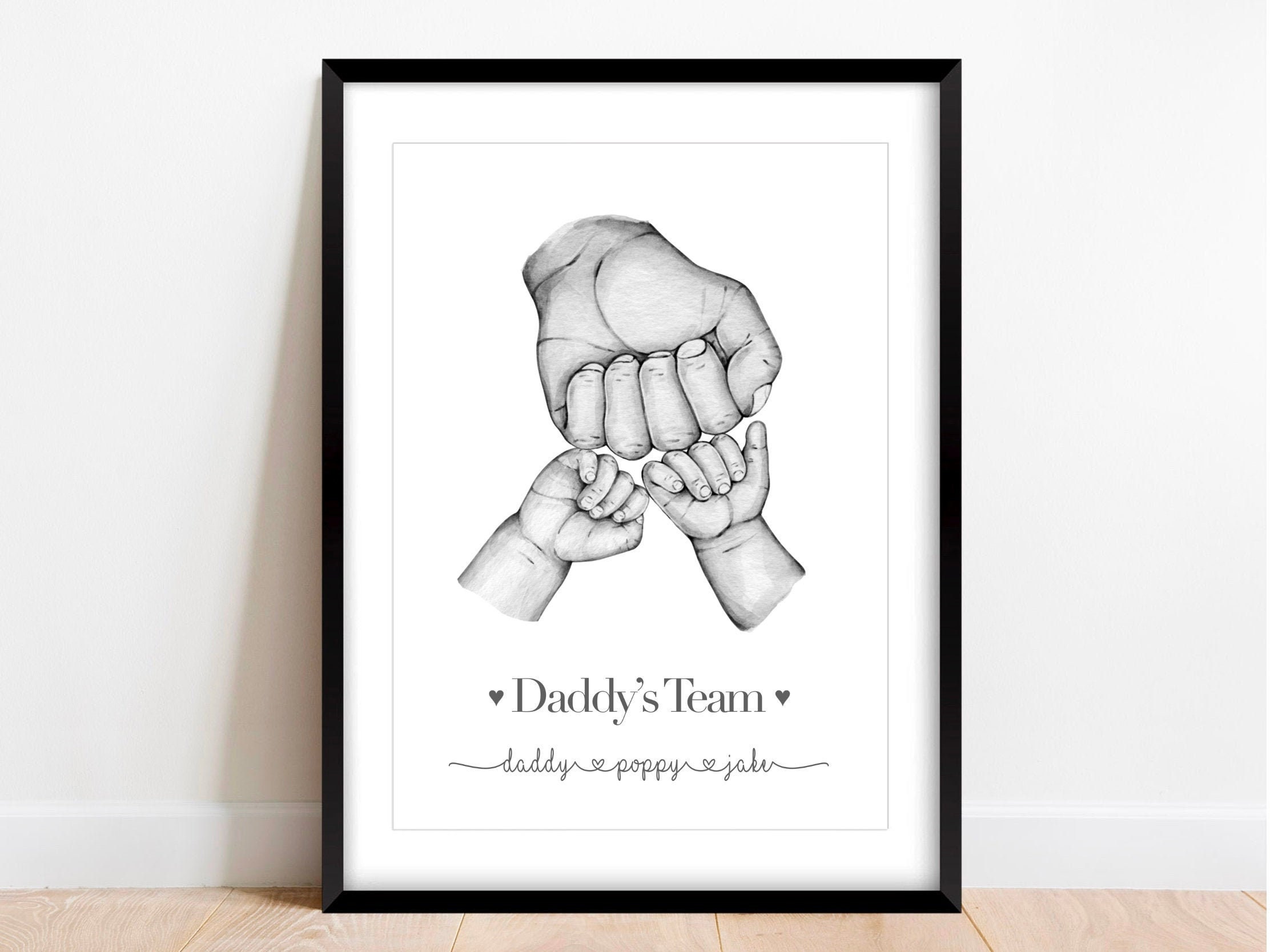 Daddys Team Print Gift for Dad Family Hands Print Daddy - Etsy UK