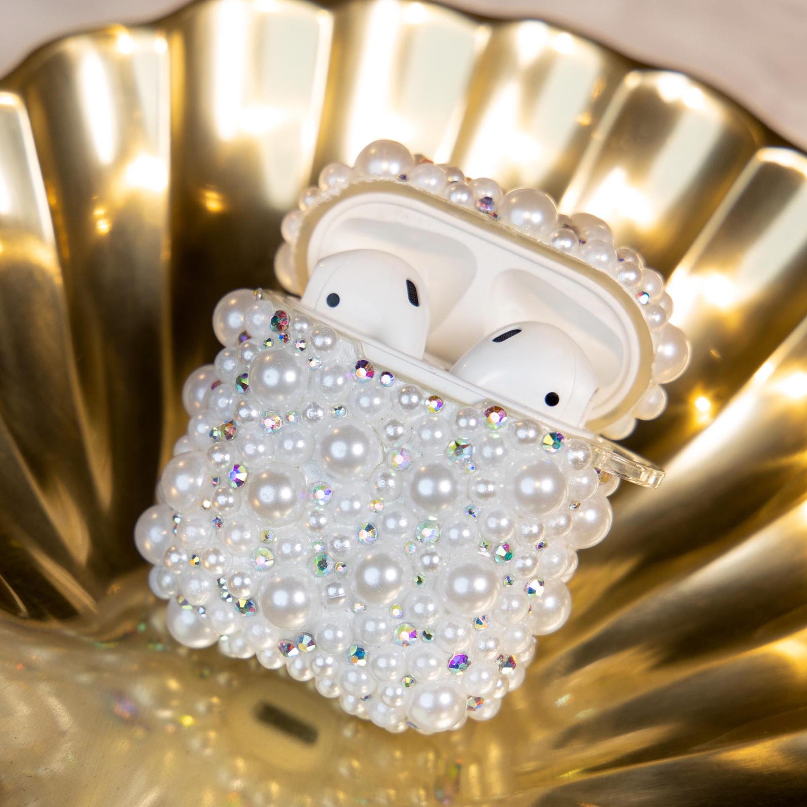 Pearl Bling Airpods 1 2 3 4 Pro 2 Case, Handmade, Rhinestone Apple ...