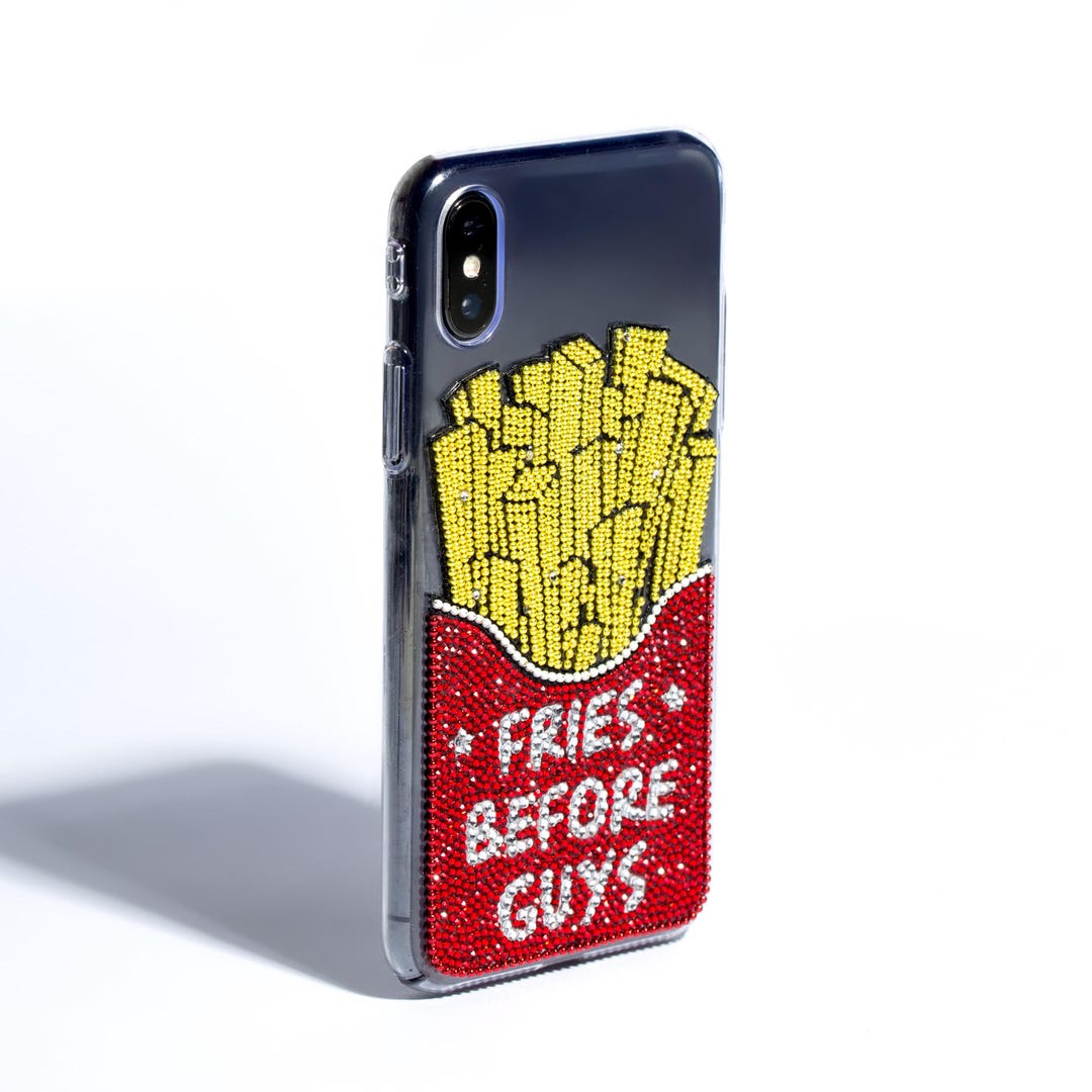 French Fries Themed Bedazzled Phone Case, Rhinestone Bling Cover for ...