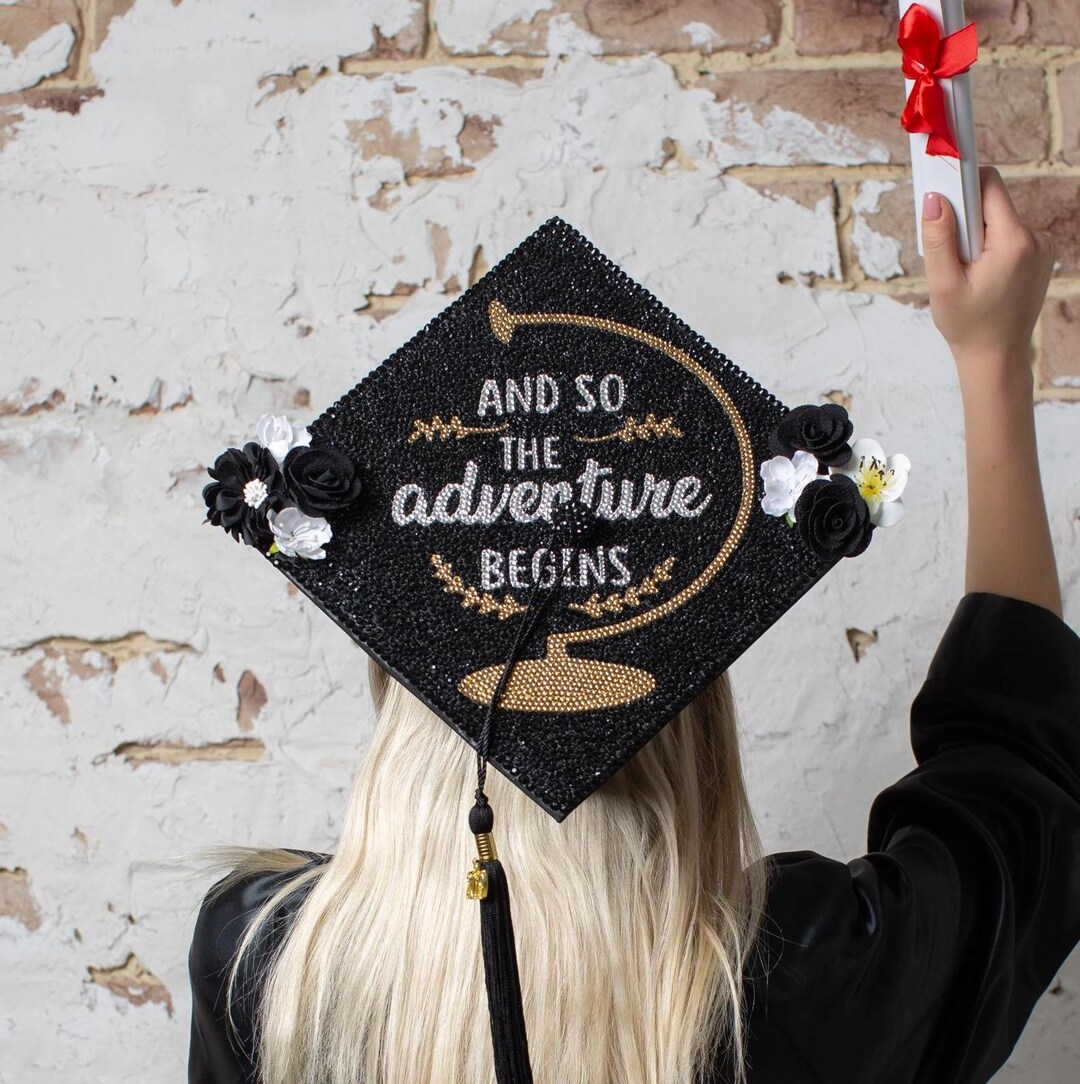 Adventure Begin Design Bedazzled Custom Personalized Graduation Day ...