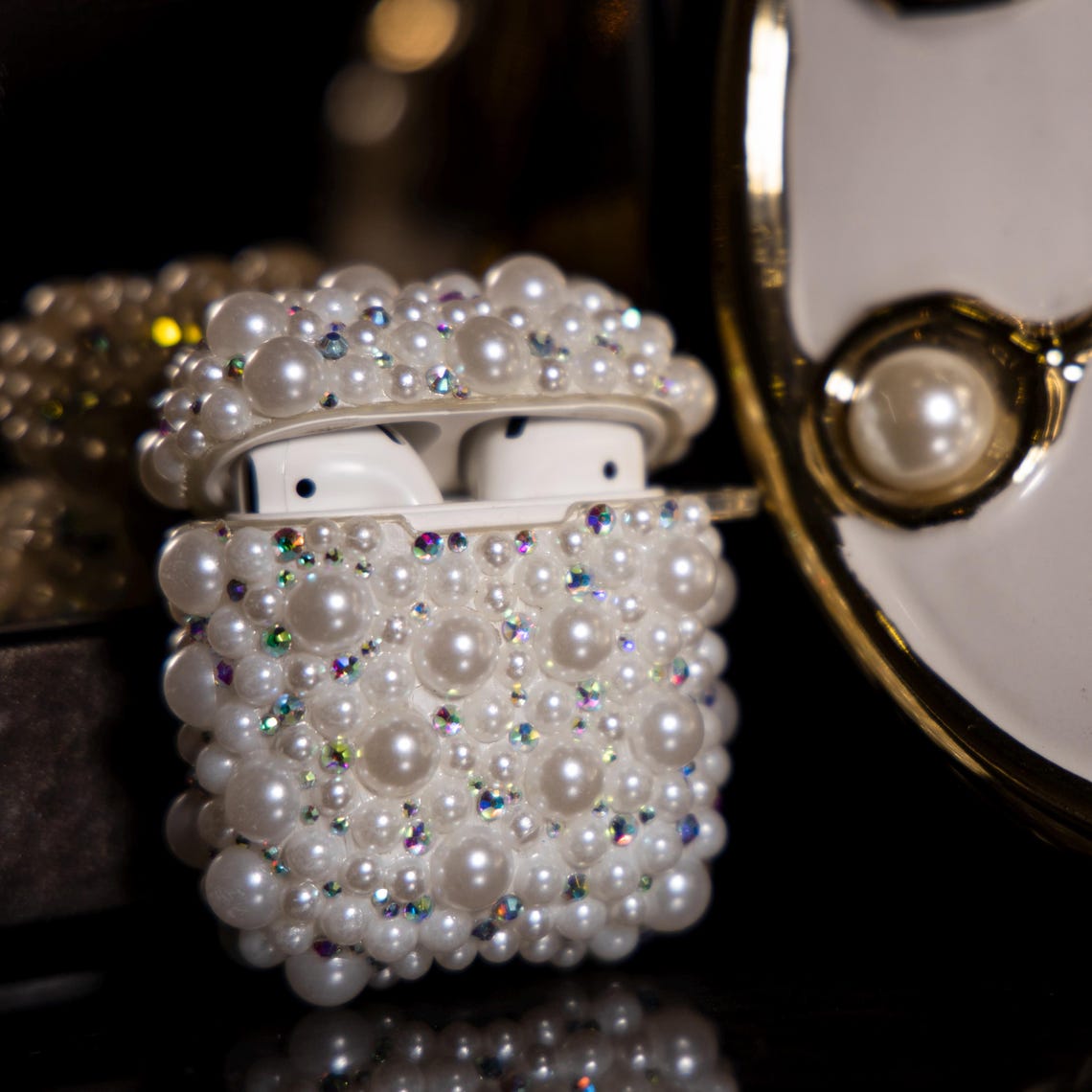 Pearl Bling Airpods 1 2 3 4 Pro 2 Case, Handmade, Rhinestone Apple ...