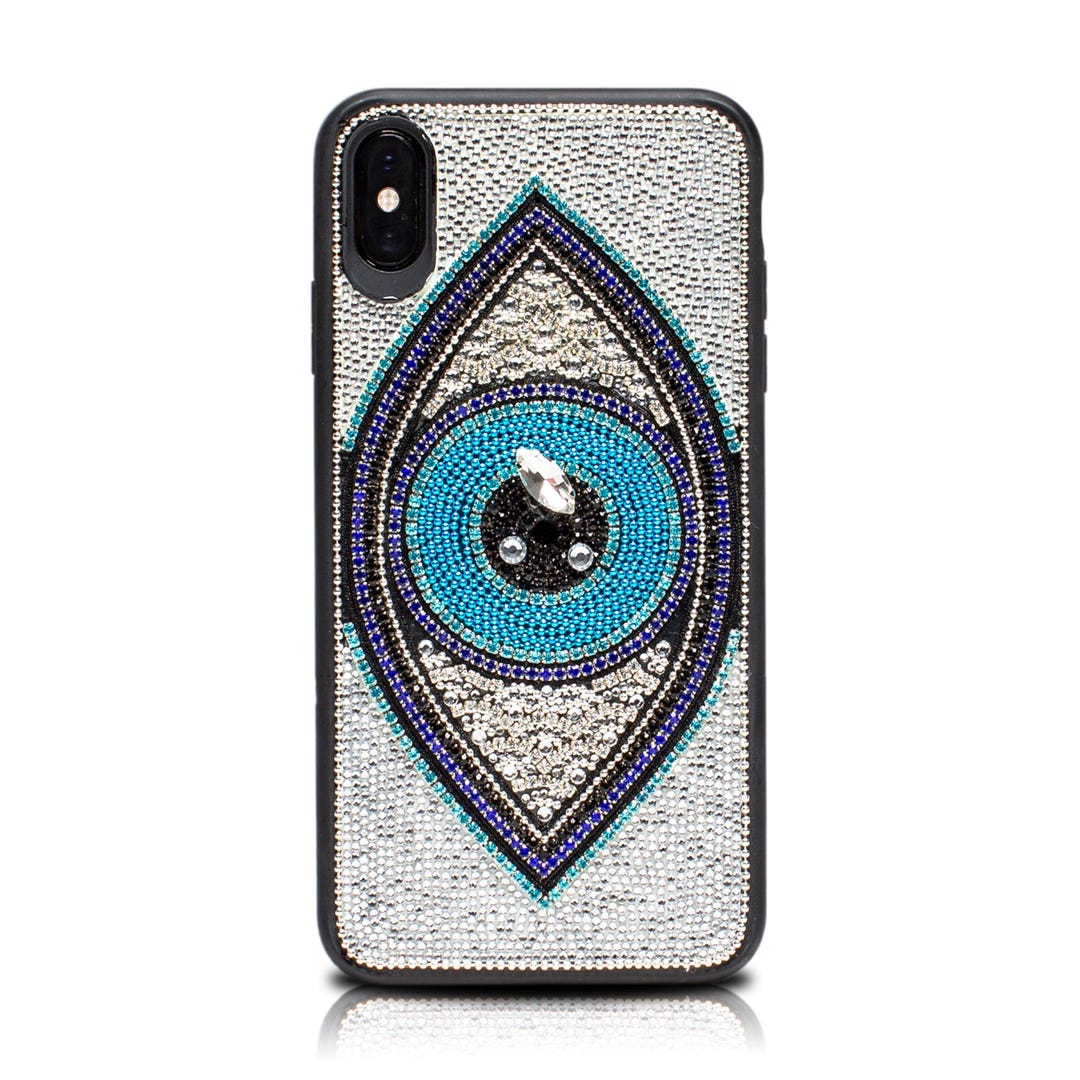 Evil Eye Themed Bedazzled Phone Case, Rhinestone Bling Cover for iPhone ...