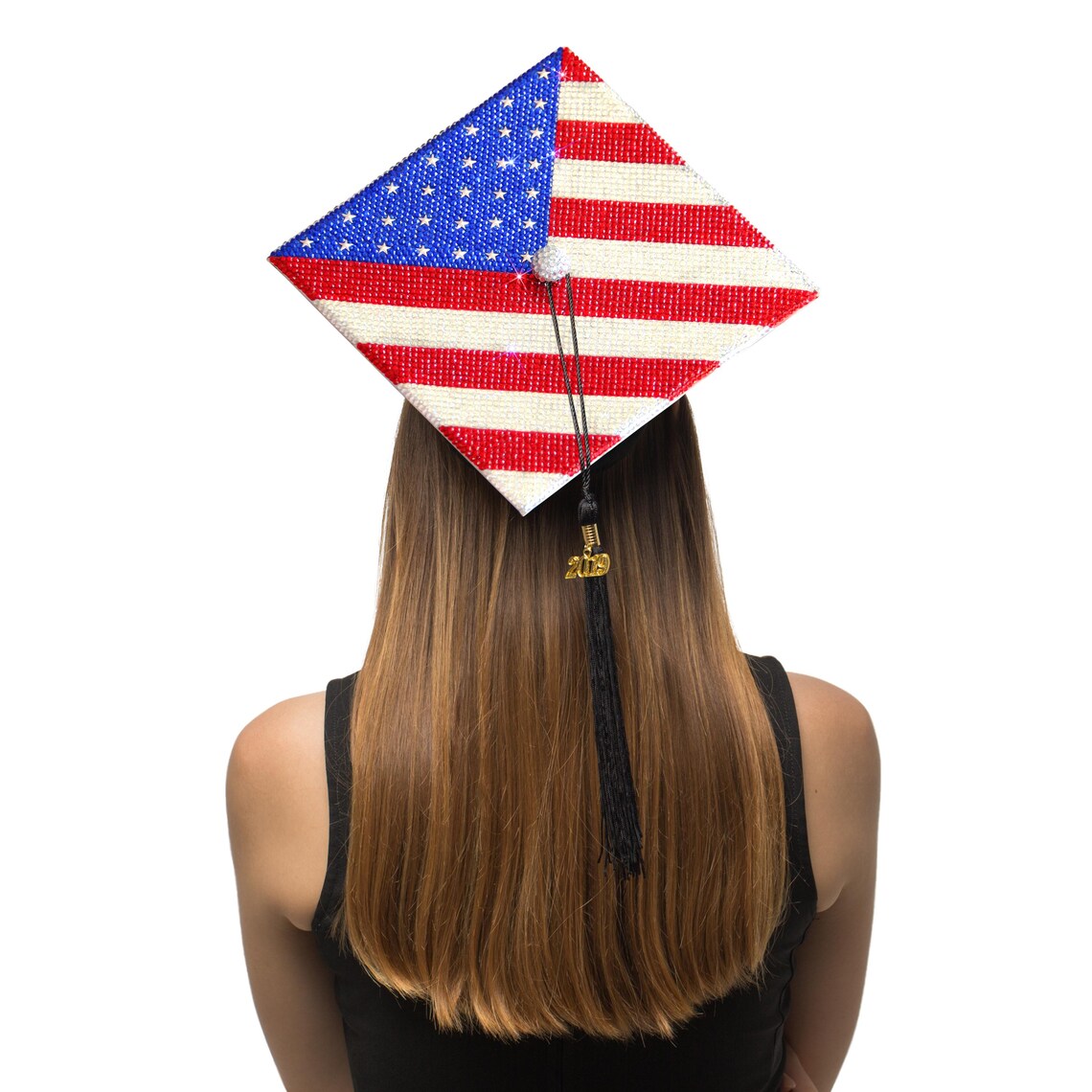 USA Flag Bedazzled Custom Personalized Graduation Day Gifts for Student ...