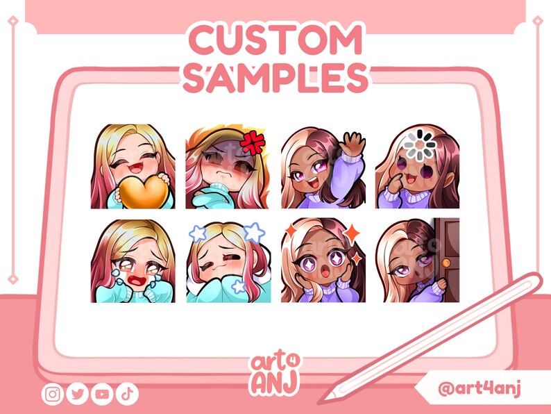 Color Your Twitch Emotes Chibi Girl Custom Colour Choose Your Color ...