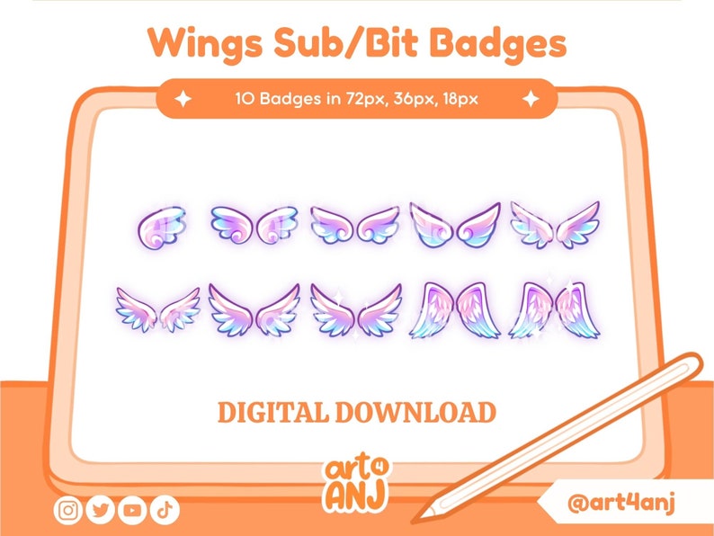 Angel Wings Sub Badges for Twitch/youtube/discord Bit Badges Pastel ...