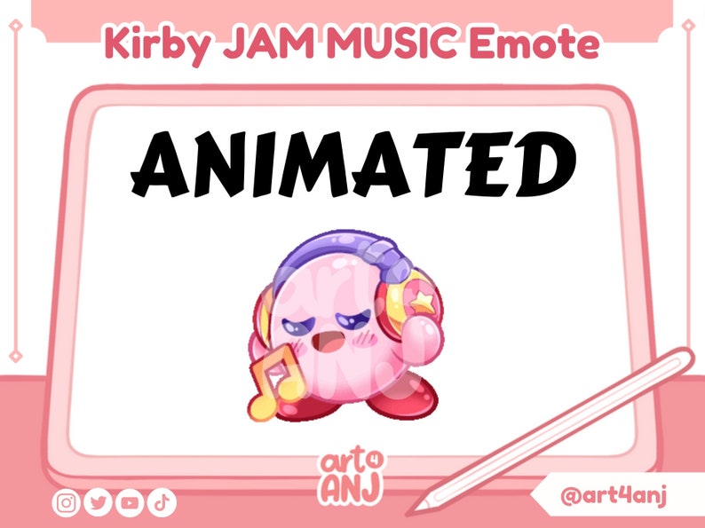 Kirby JAM Music Animated Emote for Twitch Streaming and Discord | Cute ...