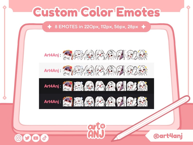 Color Your Twitch Emotes Chibi Girl Custom Colour Choose Your Color ...