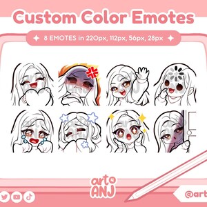 Color Your Twitch Emotes | Chibi Girl | Custom Colour | Choose Your ...