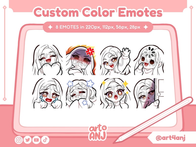 Color Your Twitch Emotes Chibi Girl Custom Colour Choose - Etsy