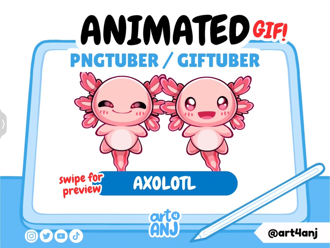 AXOLOTL Animated Pngtuber | Youtube Twitch Streams | Discord Reactive ...