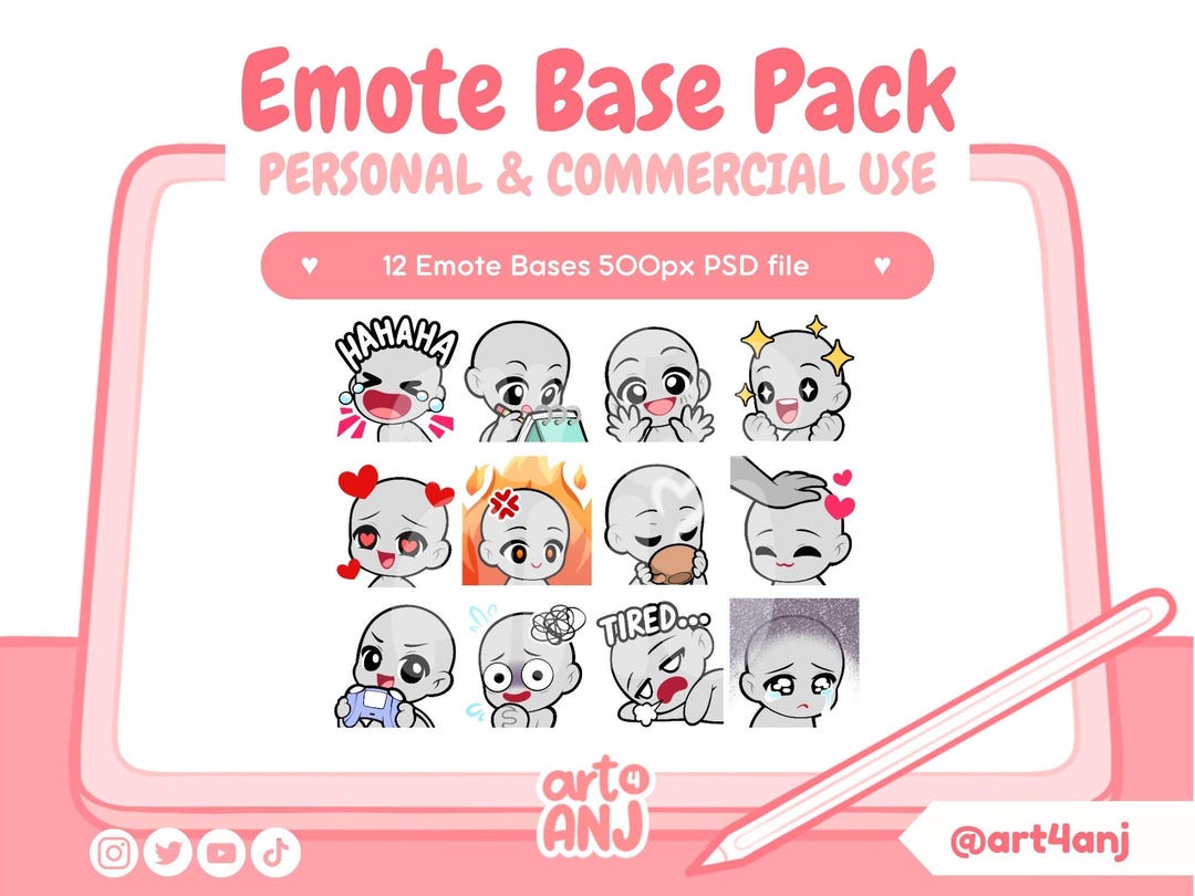 12 EMOTE Base Pack DIY | Emote Bases | Custom Chibi Emotes | Twitch ...