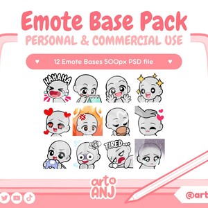 12 EMOTE Base Pack DIY Emote Bases Custom Chibi Emotes Twitch Youtube ...