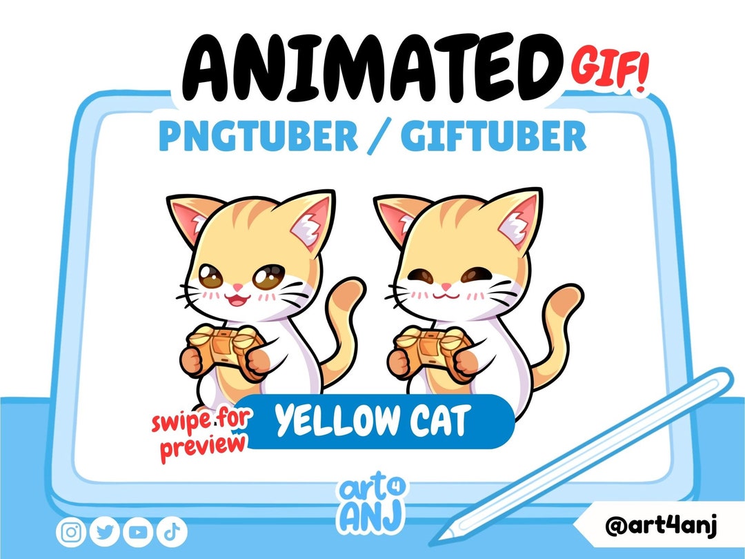 CAT KITTY Animated Pngtuber Stream Pet Chibi Cat Twitch Youtube Stream ...