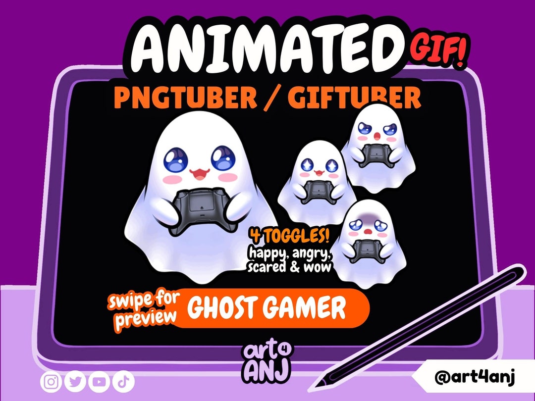 Cute GHOST GAMING Animated Pngtuber 4 Expressions | Twitch Streams ...