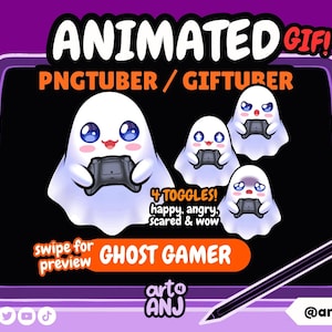Cute GHOST GAMING Animated Pngtuber 4 Expressions | Twitch Streams ...