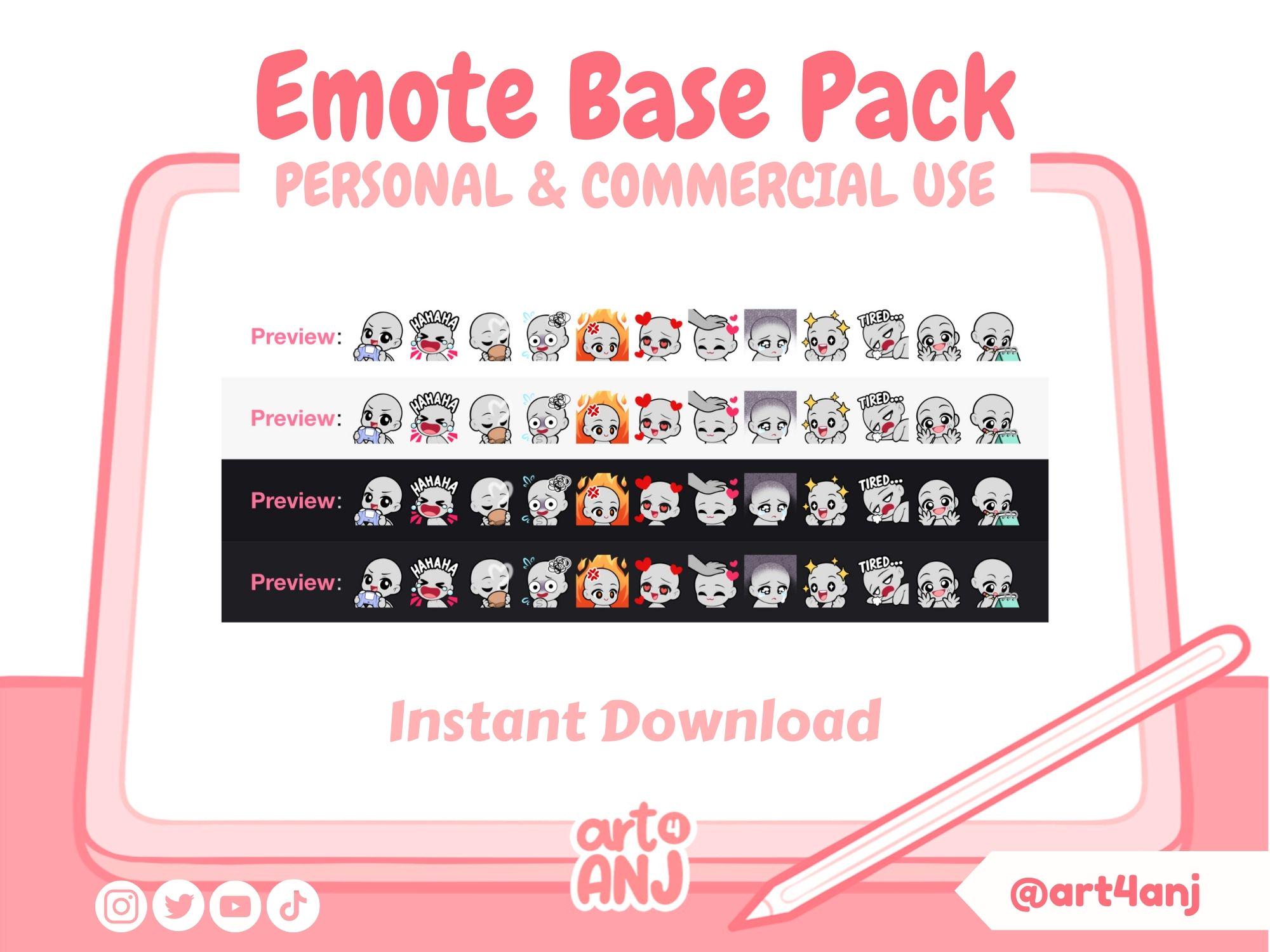 12 EMOTE Base Pack DIY | Emote Bases | Custom Chibi Emotes | Twitch ...
