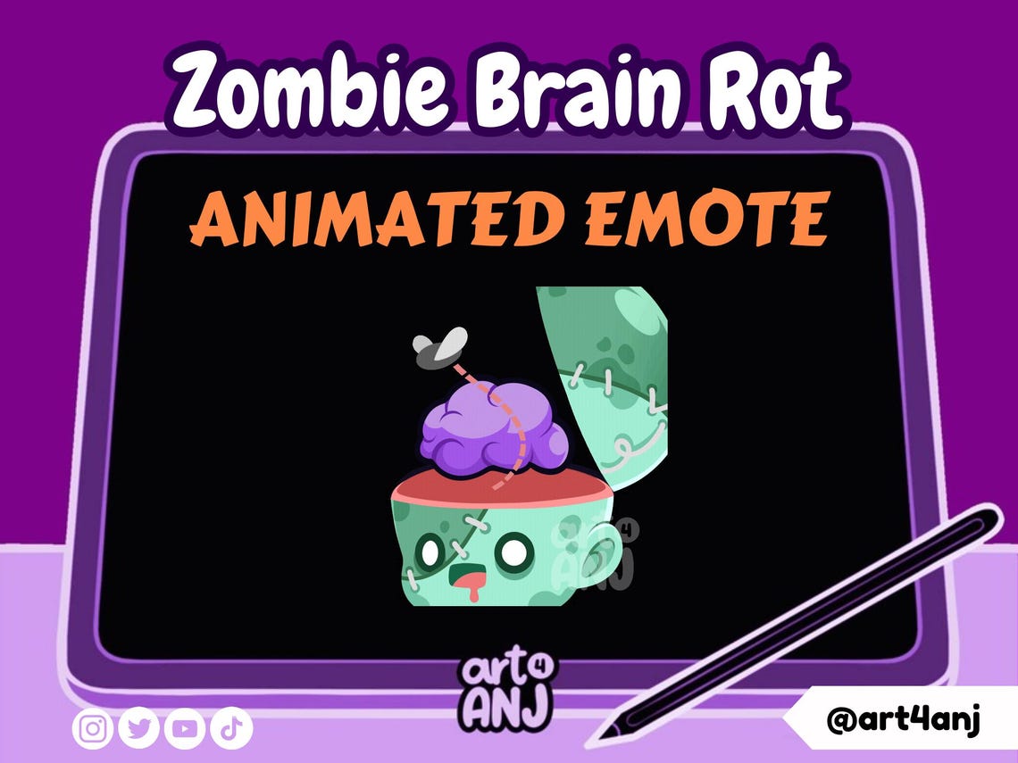 Zombie BRAIN ROT Emote for Twitch/youtube/discord Animated Emote Horror ...