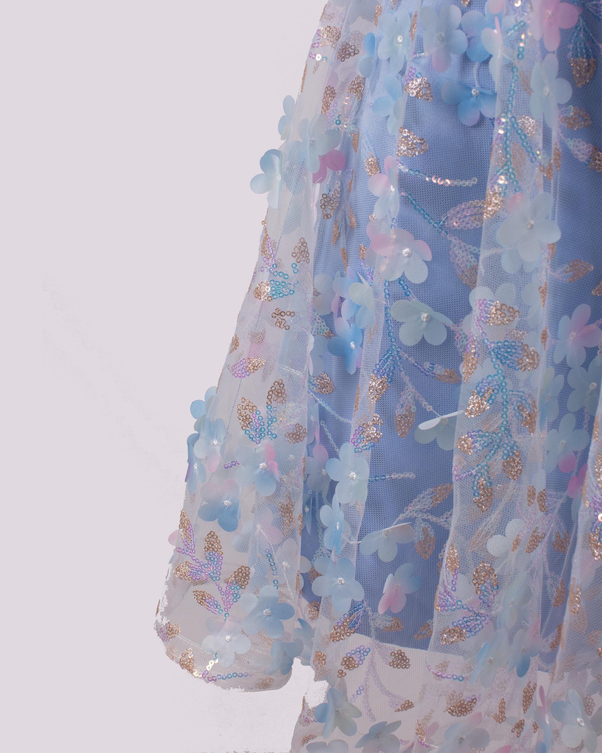 Flower Sequin Short Prom Dress, Custom Blue Evening Gown - Etsy