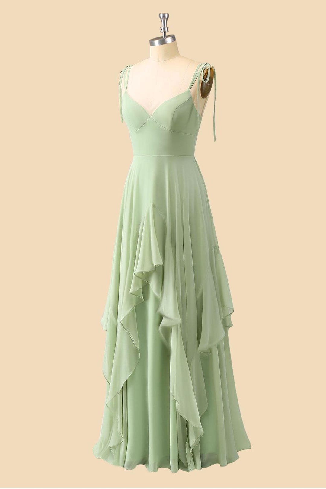 Chiffon Simple Party Dress, Custom Grass Green Evening Gown - Etsy