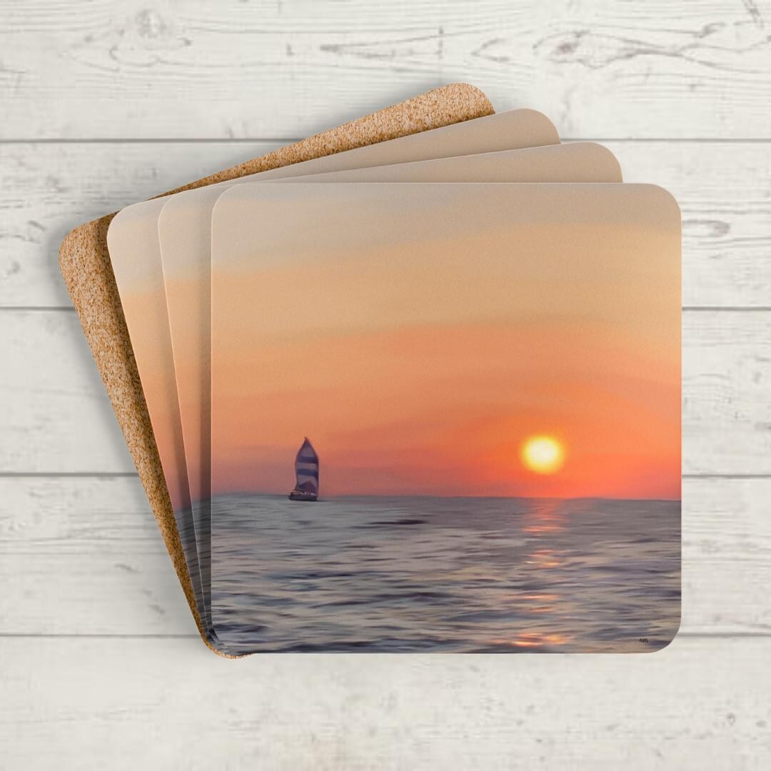 Coaster Set, Lake Michigan Sunset Drink Coasters, Wooden Coaster ...