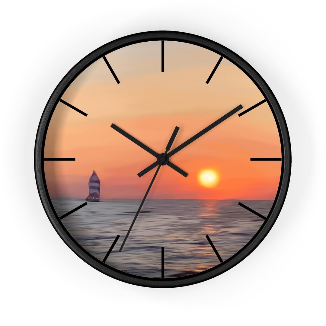 Sunset Lake Michigan Wall Clock, Beach House Decor, Coastal Home ...