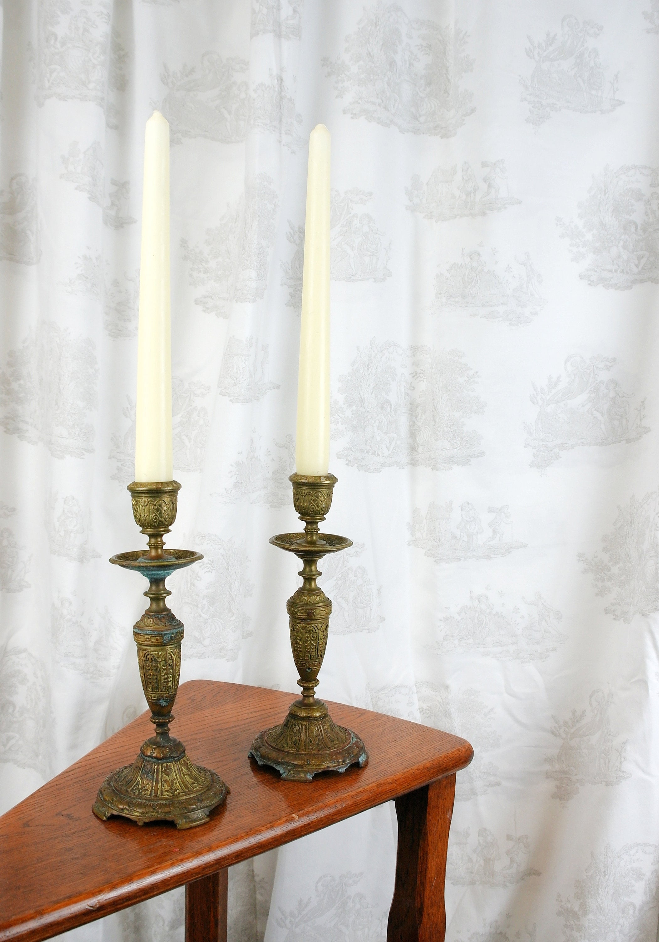 Antique Brass Candlesticks Roman Style Candle Holders Pair - Etsy