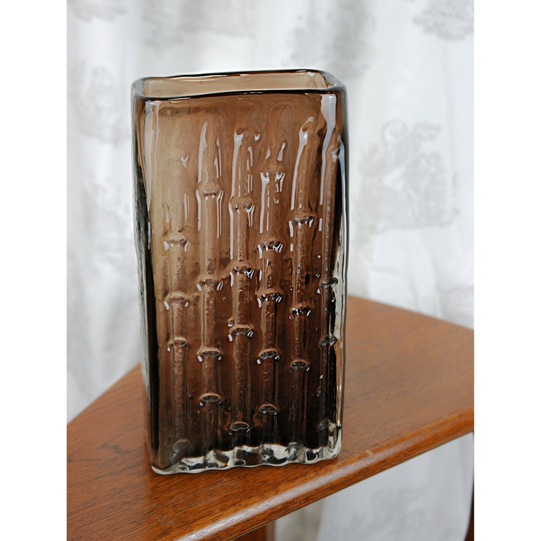 Whitefriars Glass Vase Geoffrey Baxter Design Bamboo Pattern Cinnamon ...