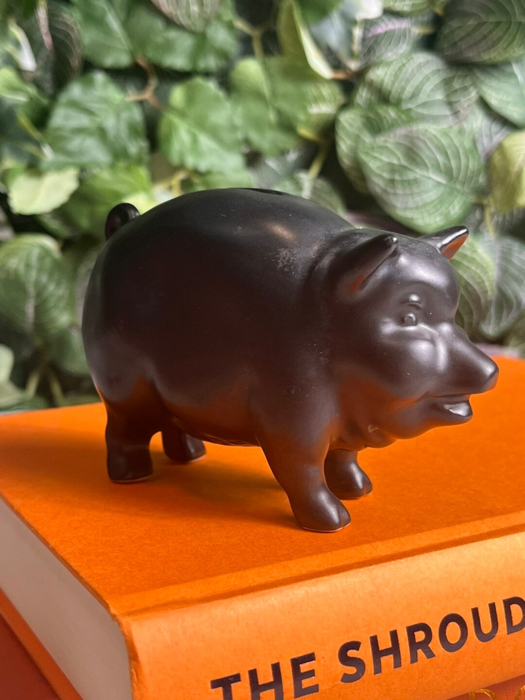 Sylvac Small Black Ceramic Piggy Bank Vintage Pig Money Box Collectible ...