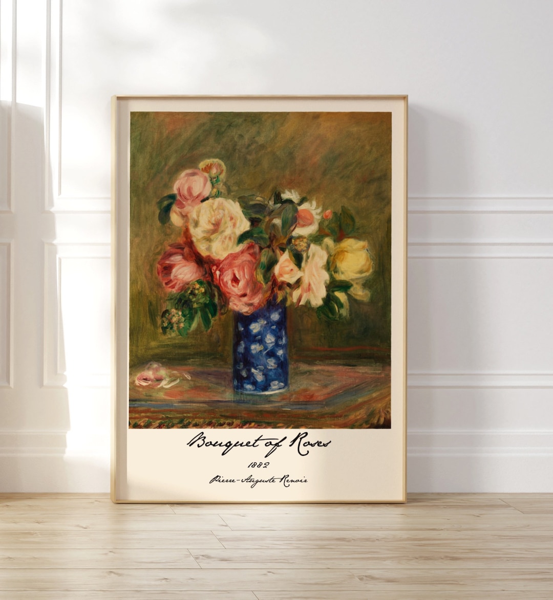 Renoir Flower Art Print, Bouquet of Roses Still Life Painting, Pierre ...