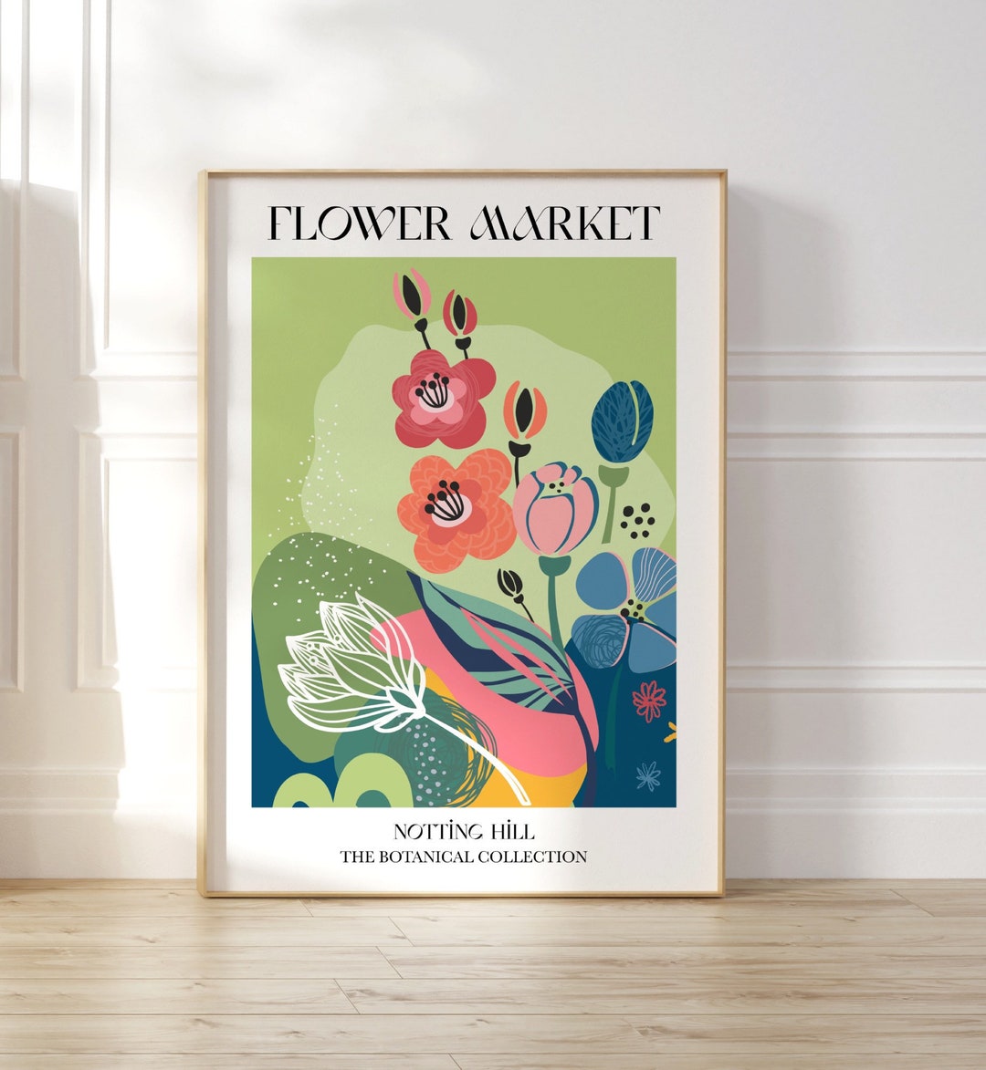 Notting Hill Flowers Market Poster, Colourful Botanical Garden Print ...