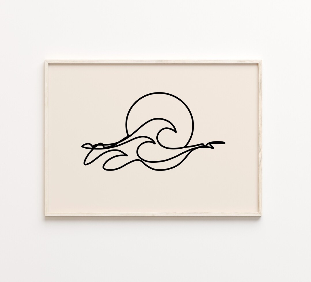 Wave Line Art Print | Fine Line Art Poster | Neutral Art | Modern Boho ...