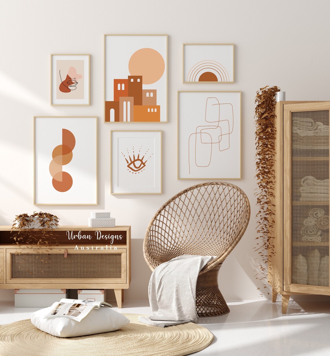 Modern Abstract Print Set of 6 Modern Abstract Art Sunburst | Etsy