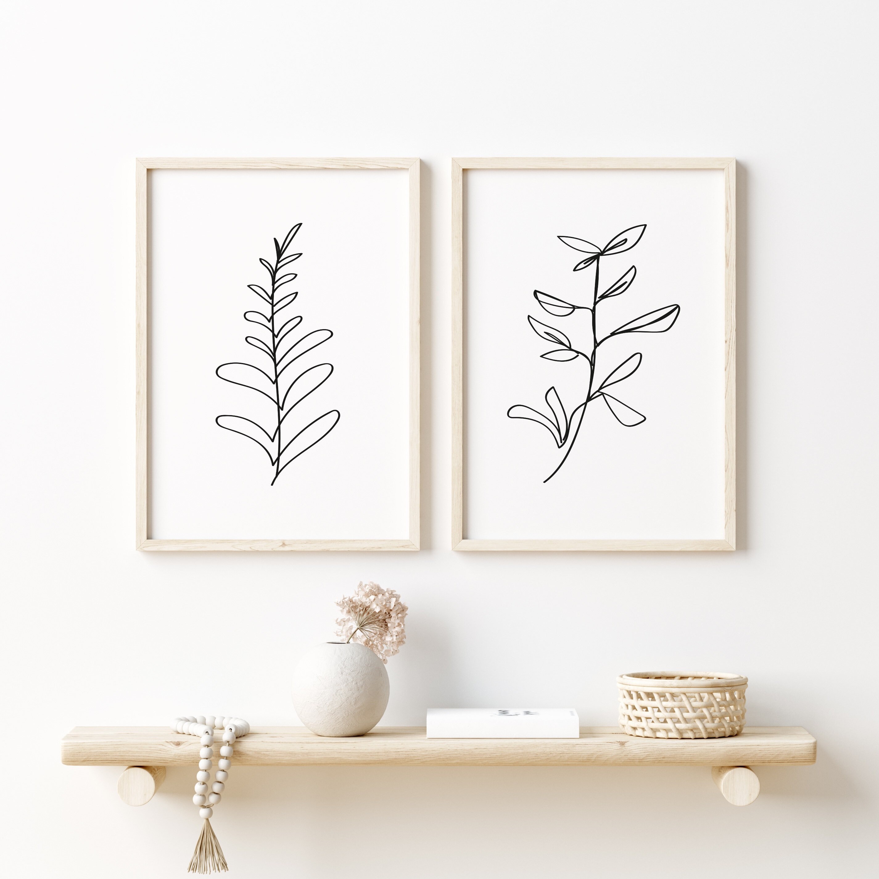 Set of 2 Line Art Minimalist Decor Modern Abstract | Etsy