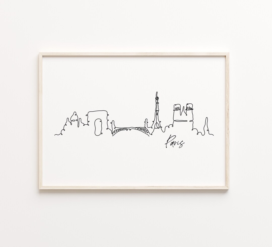 Paris Skyline Line Art Fine Line Art Print Paris Landscape - Etsy