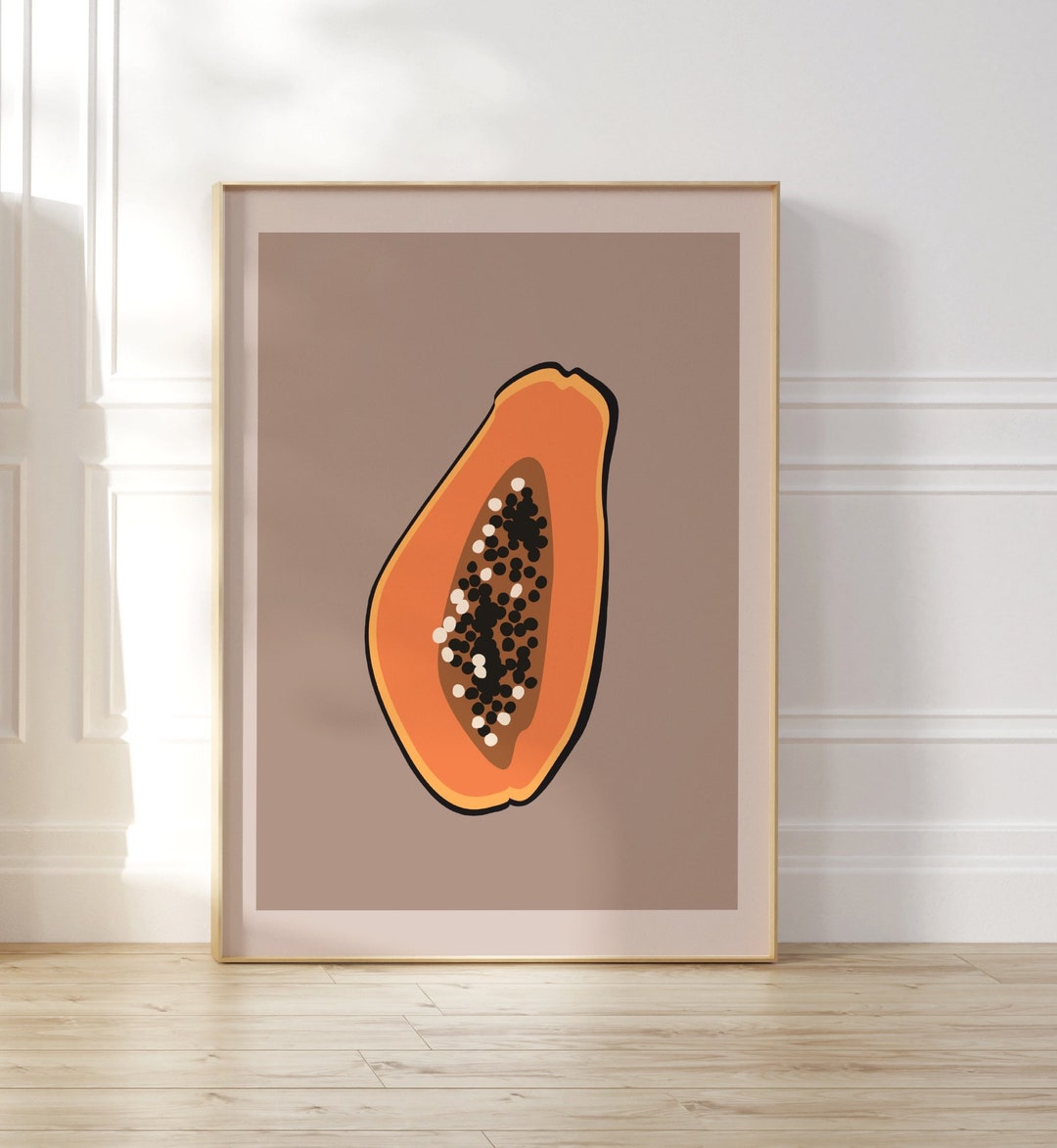 Sweet Papaya Poster, Papaya Illustration, Kitchen Wall Art, Kitchen ...