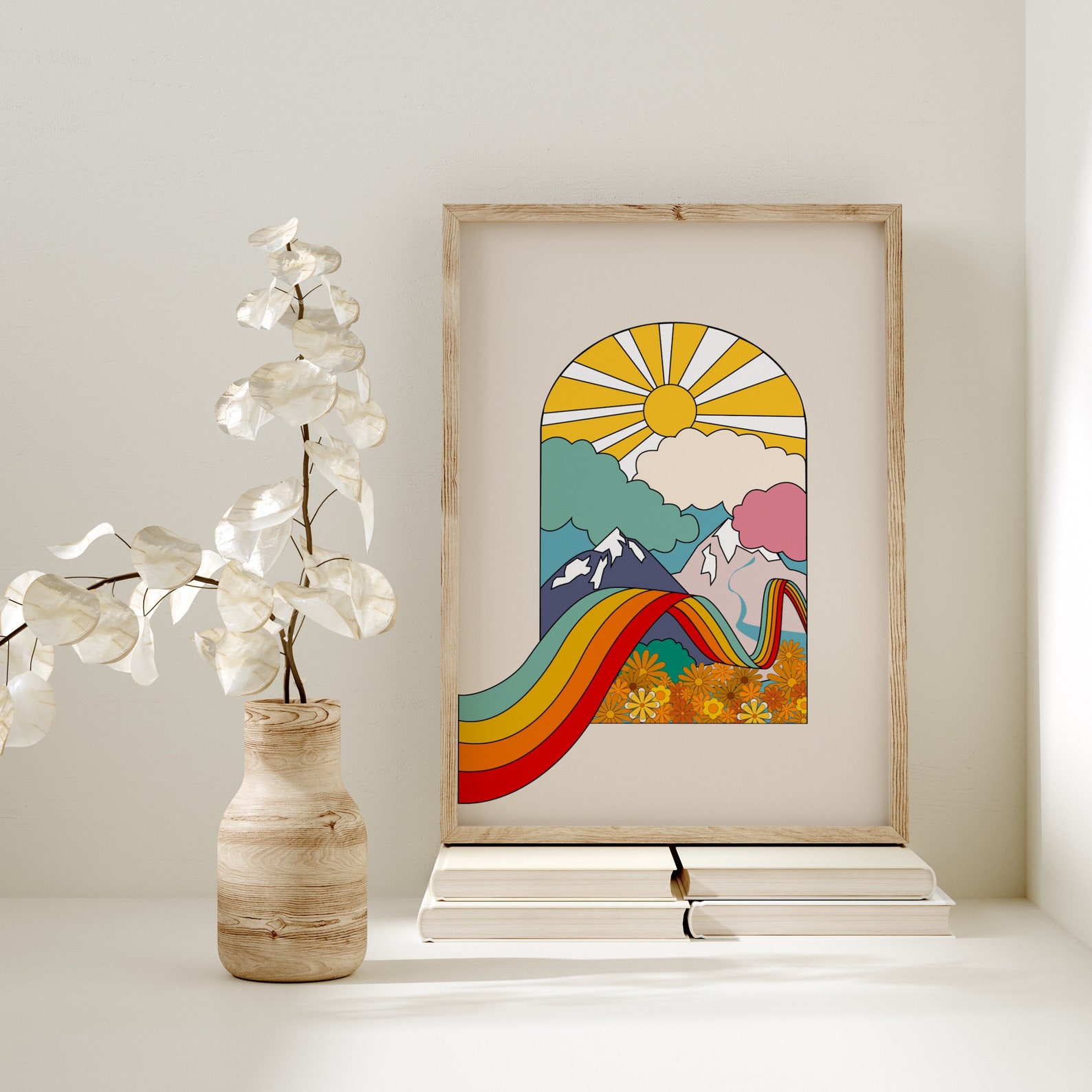 Psychedelic 70s Print | Retro Vintage Wall Art | Abstract Landscape Art ...
