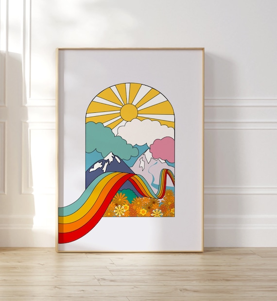 Psychedelic 70s Print Retro Vintage Wall Art Abstract - Etsy Australia