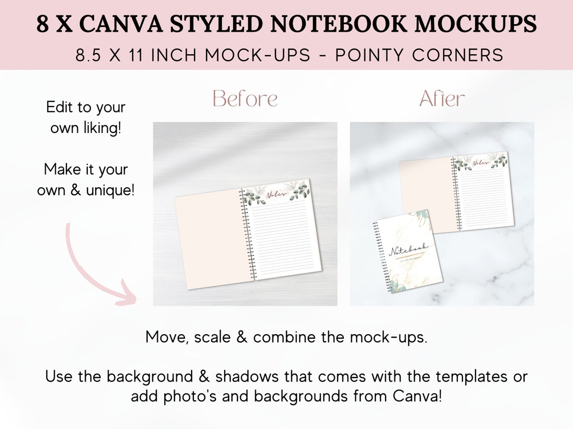 Notebook Mockup Canva Mock-up Planner Mockup Spiral - Etsy
