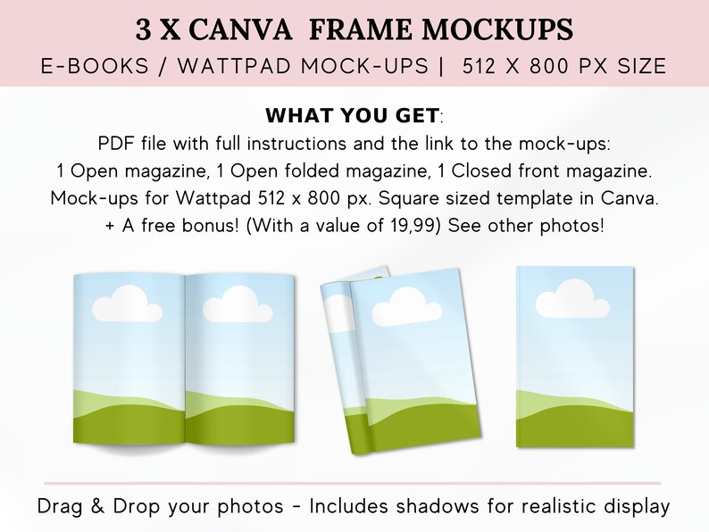 Ebook Mockup Wattpad Mockup Canva Mockups KDP Template KDP - Etsy