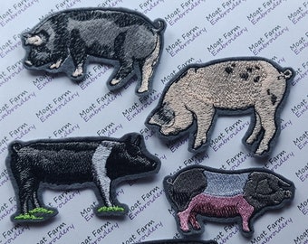 Piggy With a Bow Embroidered Patch - Pig Patches - Pig Embroidery ...