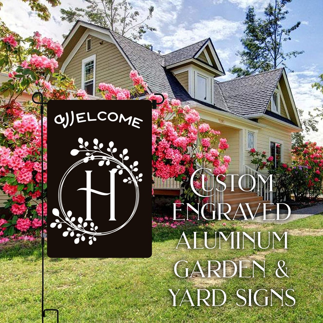 Wreath Welcome Yard/garden Sign Custom Engraved Aluminum - Etsy