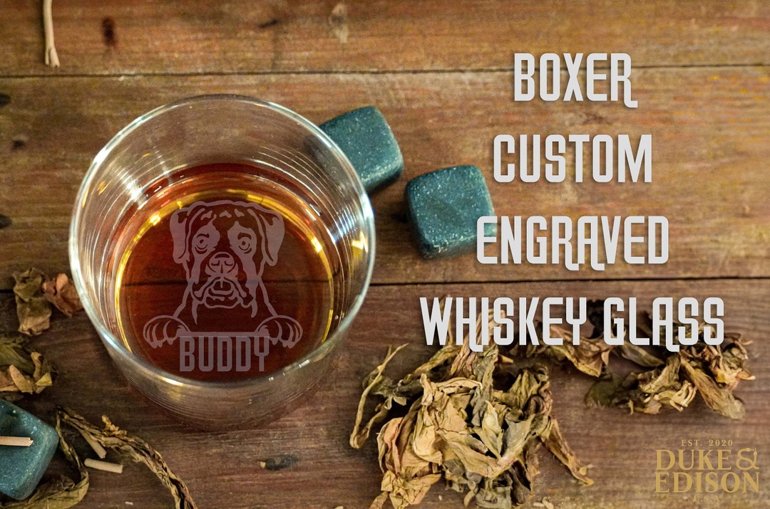 Personalized Boxer Dog Whiskey Glass, Pet Portrait Your Beloved Pet's ...